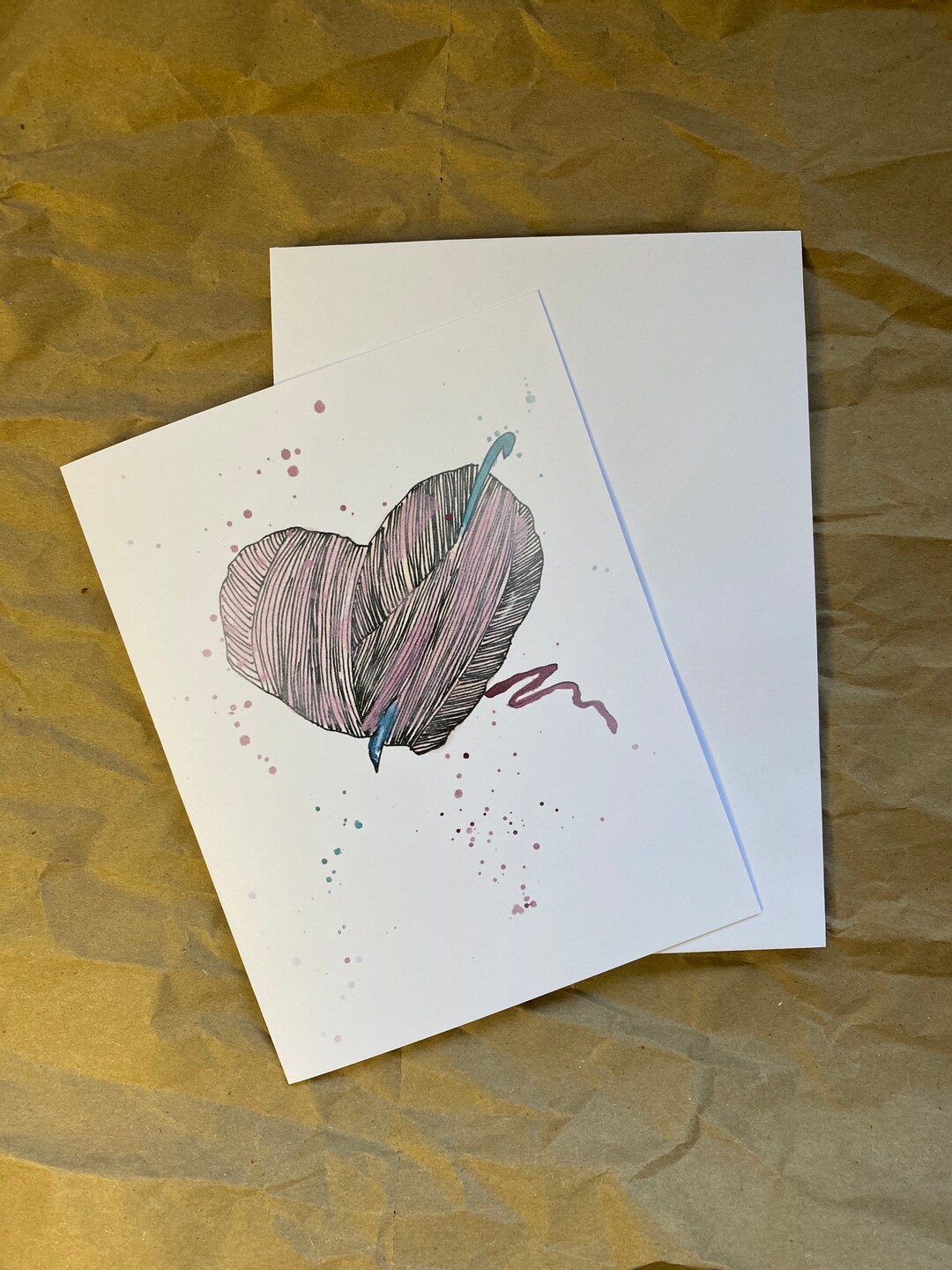 Yarn Card/ Birthday Card / Love to Crochet / Heart Card / Cute Card ...