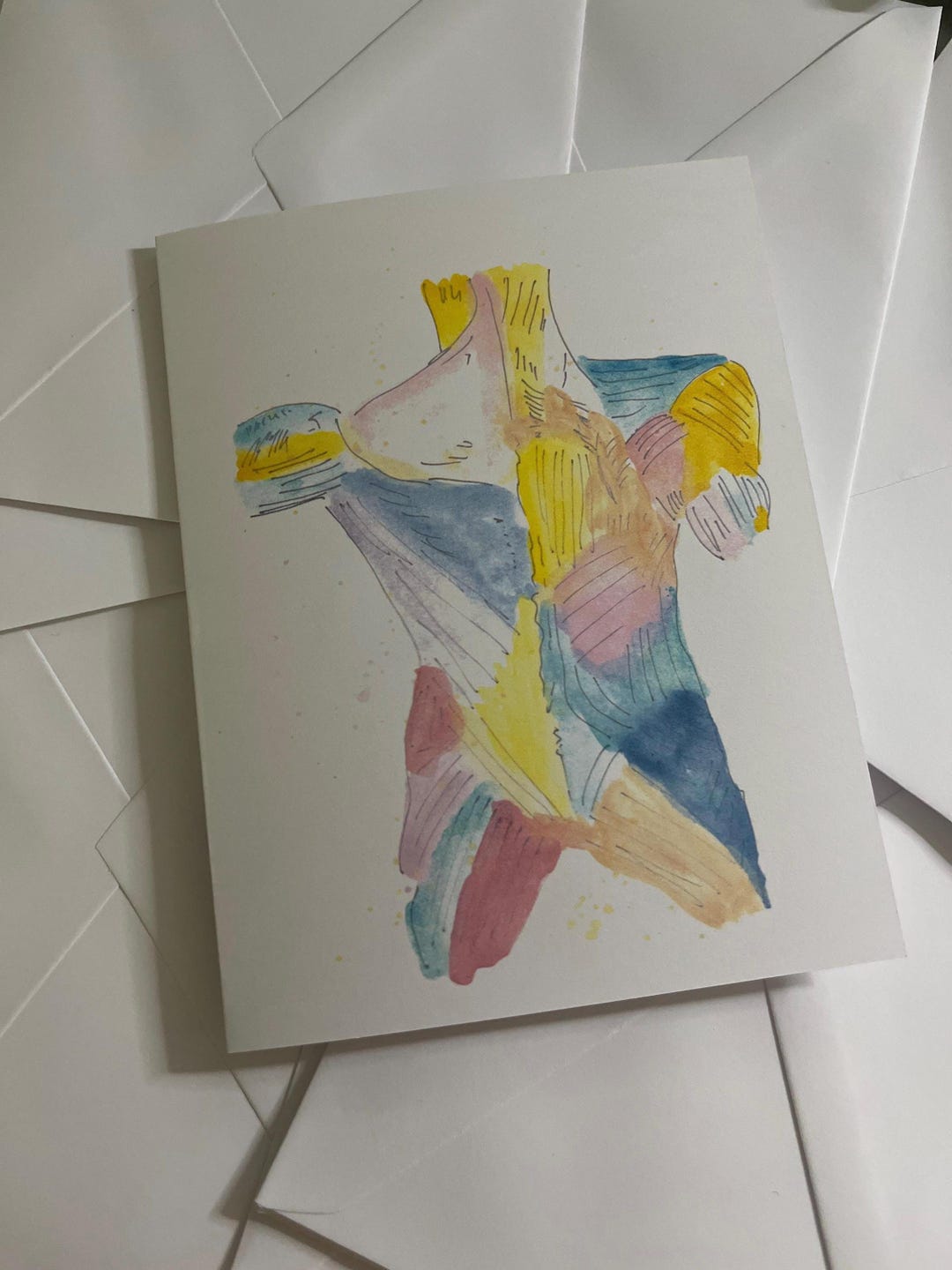 Be Strong Card | Handmade Watercolor Torso Art, Encouragement Card - Etsy