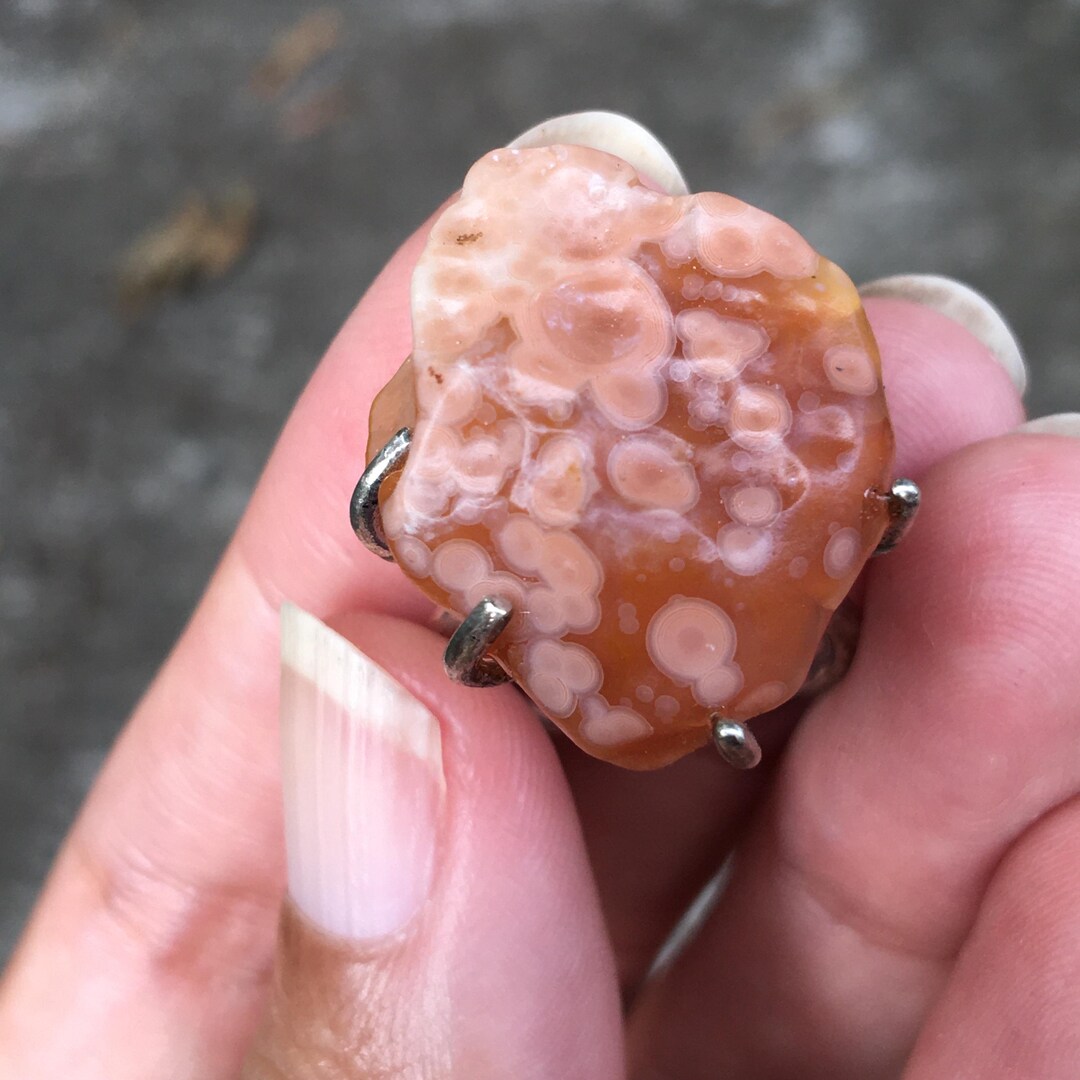 Pink Dot Eyes on Orange Agate _ Gobi Stone _ Gobi Desert Rough Stone ...