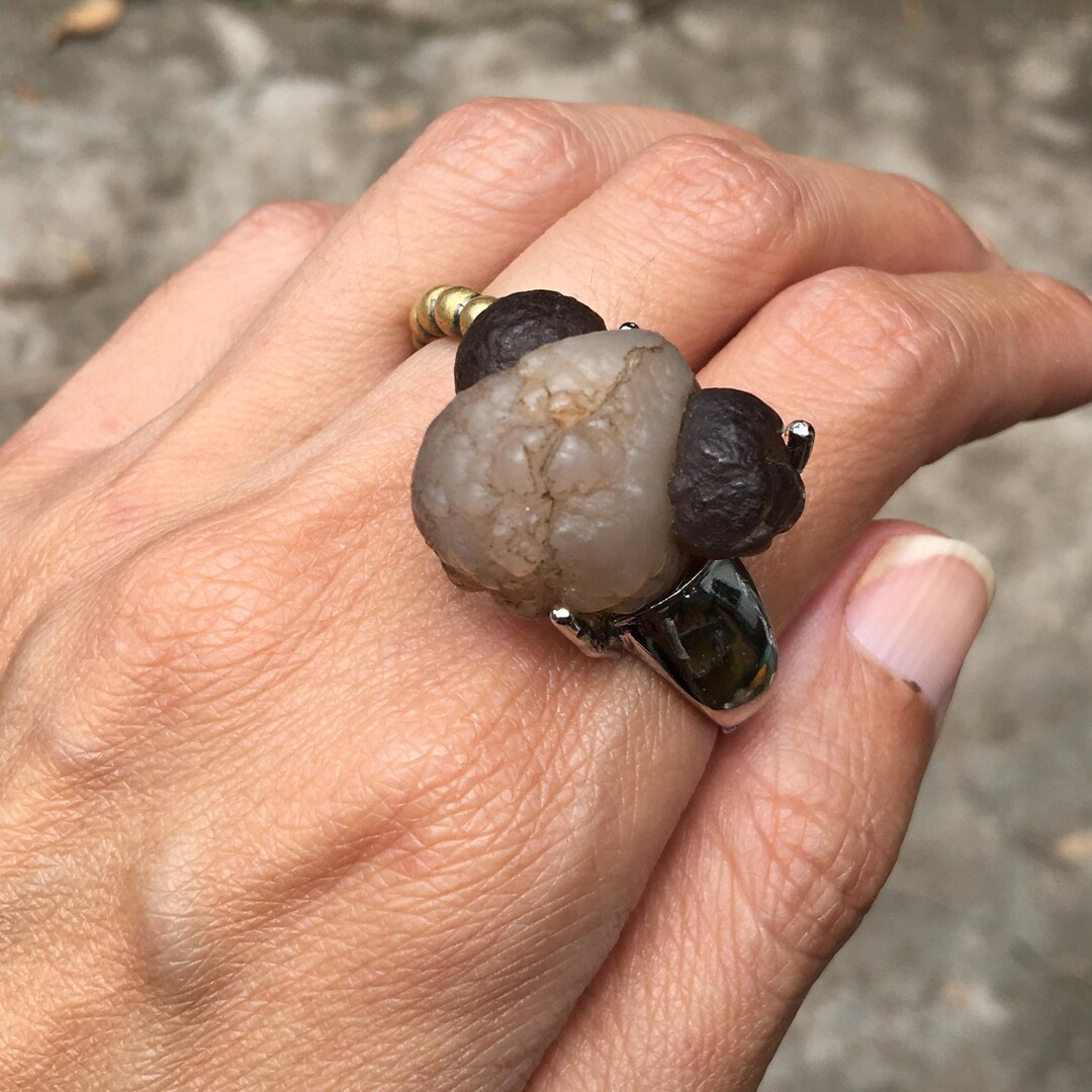 Desert Panda Agate _ Desert Rough Stone _ Gobi Agate Ring - Etsy