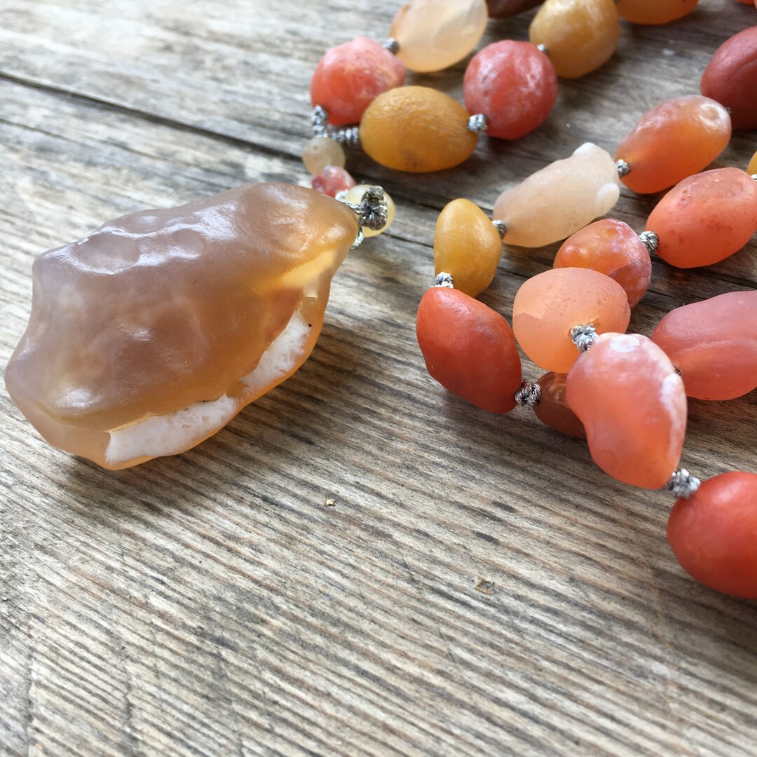 Large Fruit Juice Candy _ Gobi Agate _ Gobi Desert Rough Stone Necklace ...