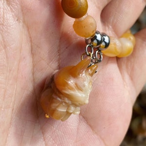 Carved Japan Temple Yokai Fox Gobi Jade With Yellow Dots Gobi Agate ...