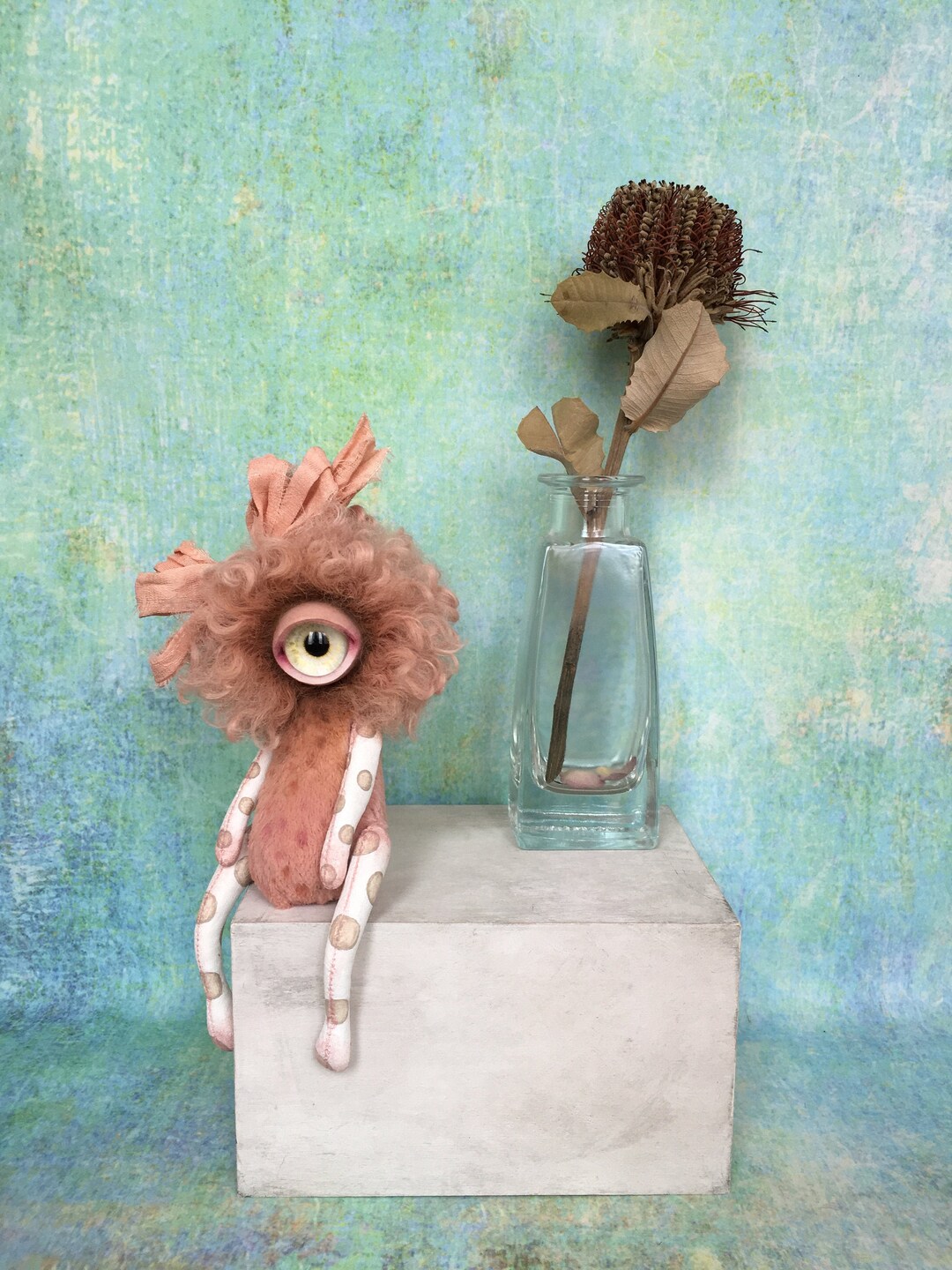 Peach Curly Mini Cyclops_made-to-order! - Etsy