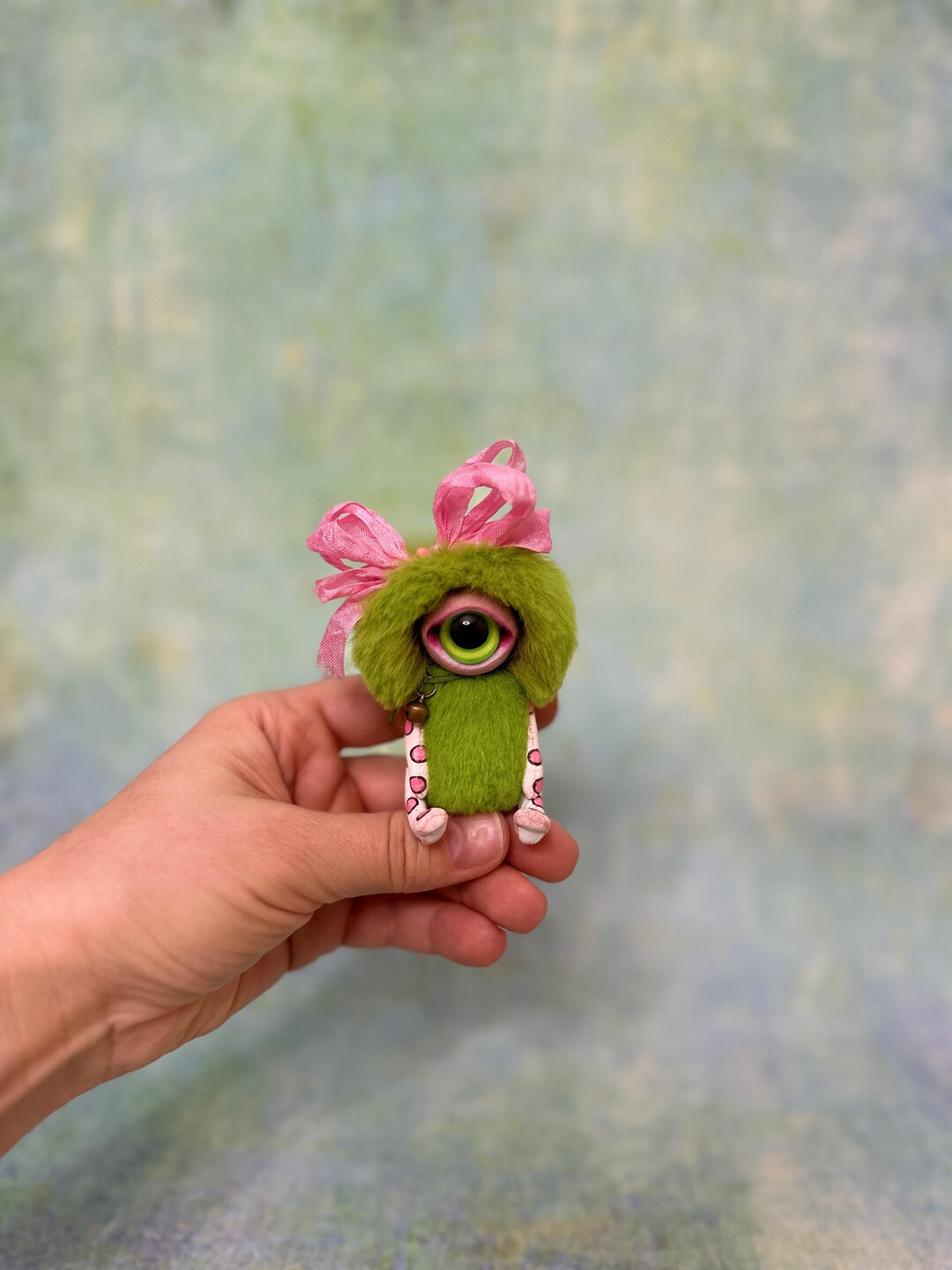 Tiny Green Cyclops Doll – Handmade Faux Fur Blythe Friend - Etsy