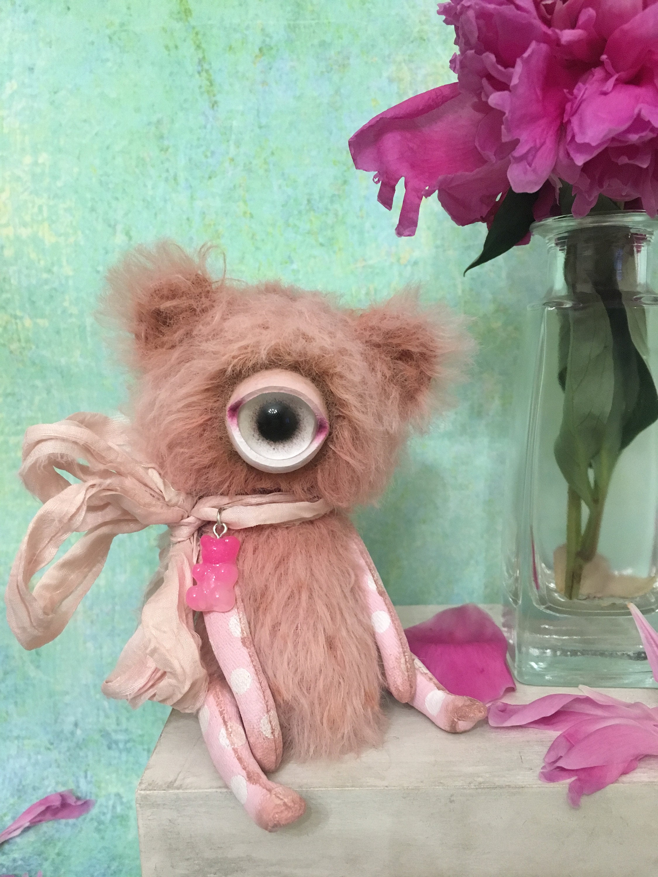 Pink Gentle Teddy Bear - Cyclops _ MADE-TO-ORDER! - Etsy
