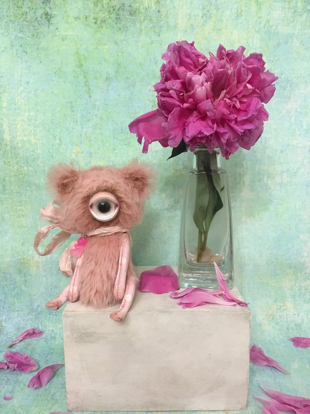 Pink Cyclops Teddy Bear_made-to-order! - Etsy