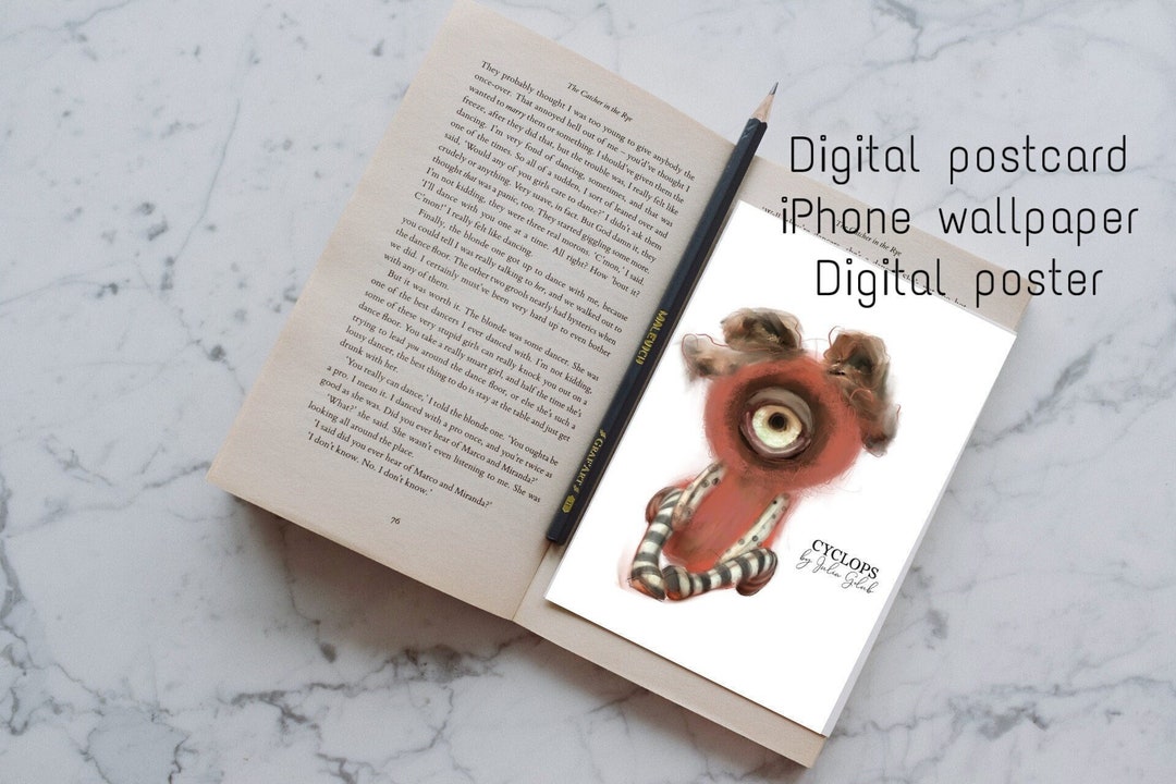 Digital Postcard With Cyclop Digital Cyclops Illustration Phone ...