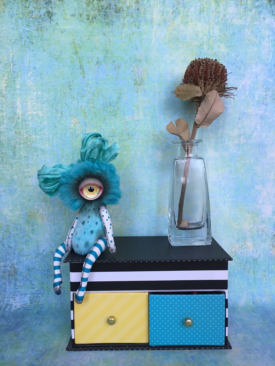 Turquoise Blue Curly Mini Cyclops_made-to-order! - Etsy