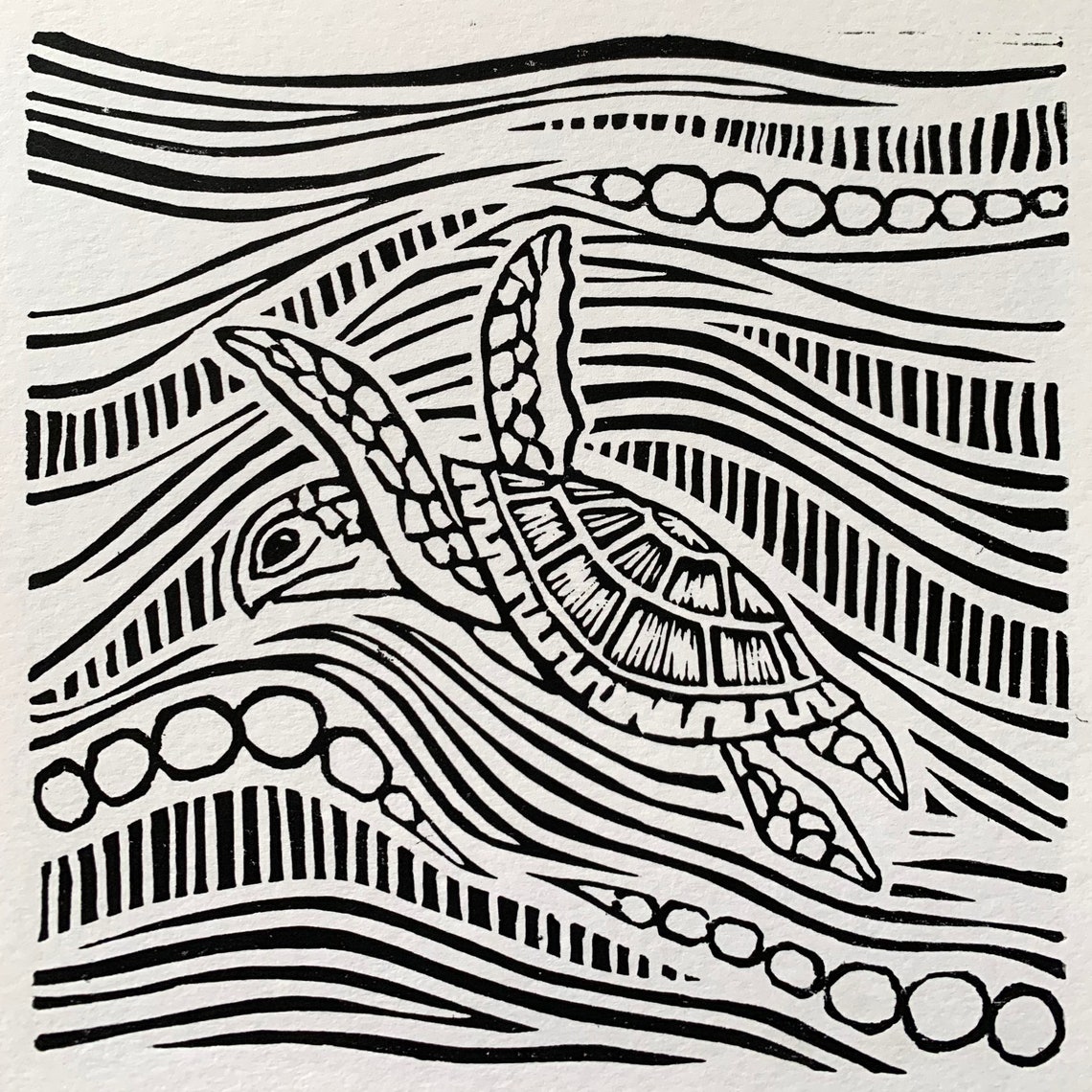 Turtle Linocut Print || Limited Edition Hand Painted Edition || Open ...