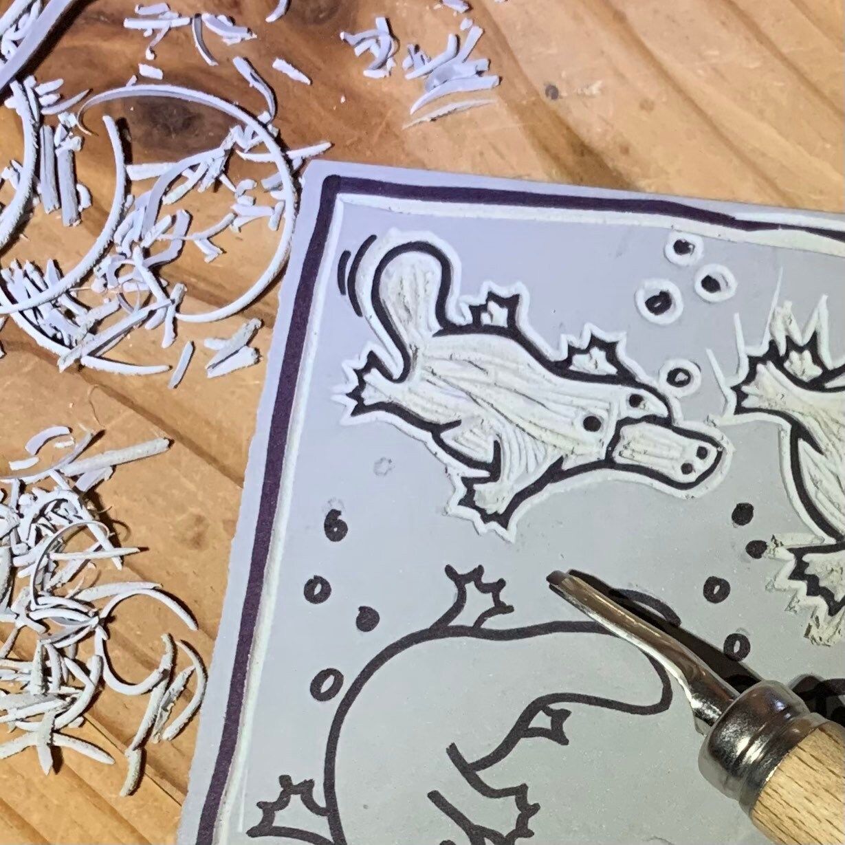 A Paddle of Platypus Linocut Print Limited Edition Hand - Etsy