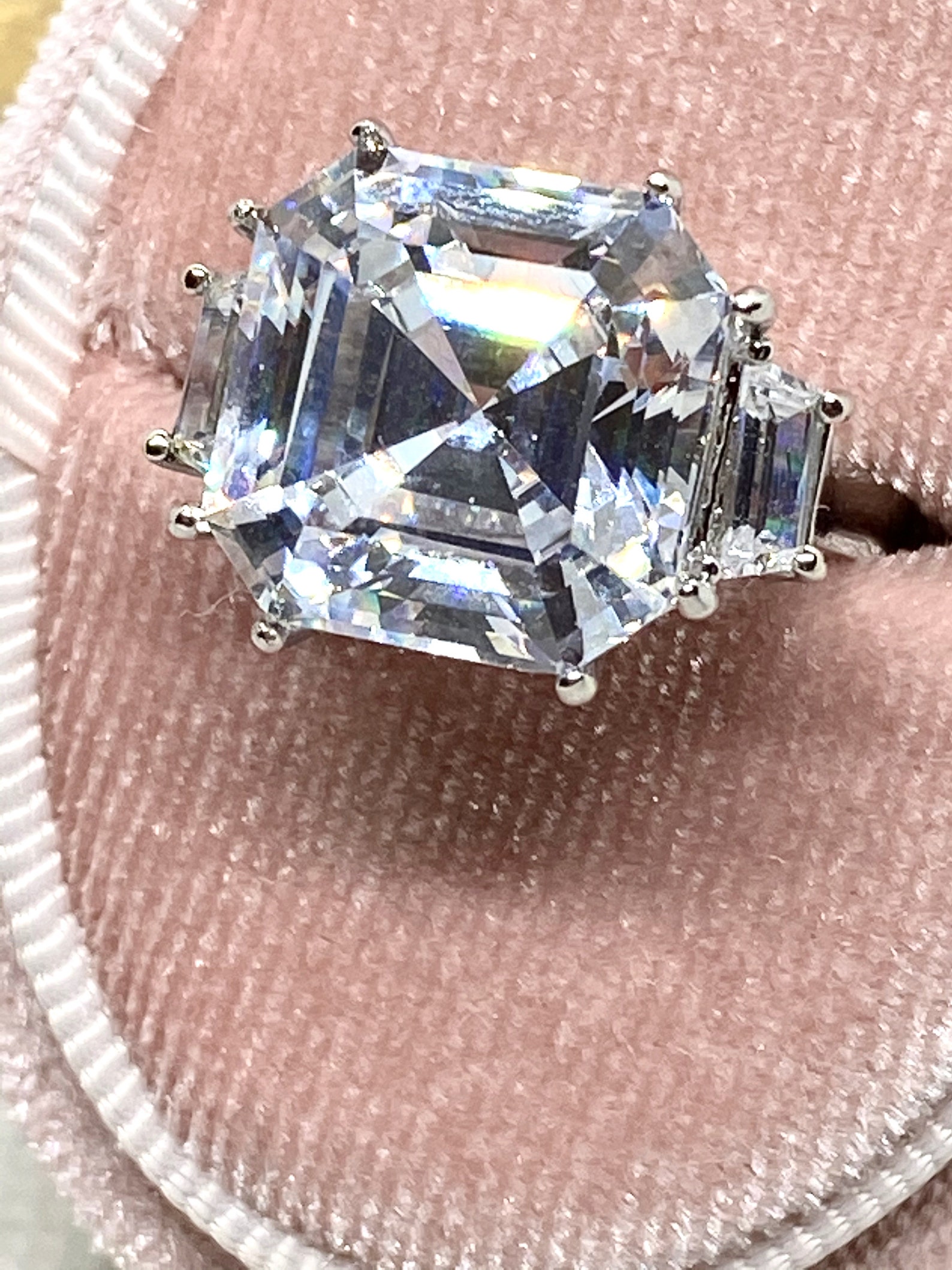 Fancy 5 Carat Asscher Cut Cubic Zirconia Engagement Ring In Etsy