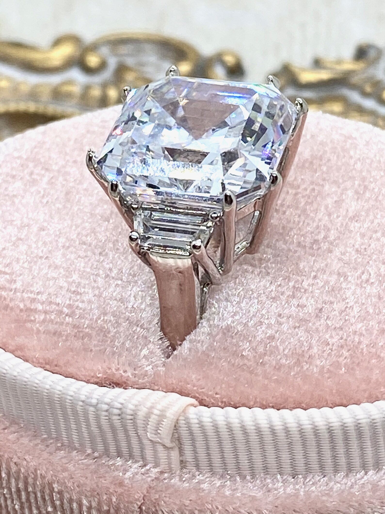 Fancy 5 Carat Asscher Cut Cubic Zirconia Engagement Ring In Etsy