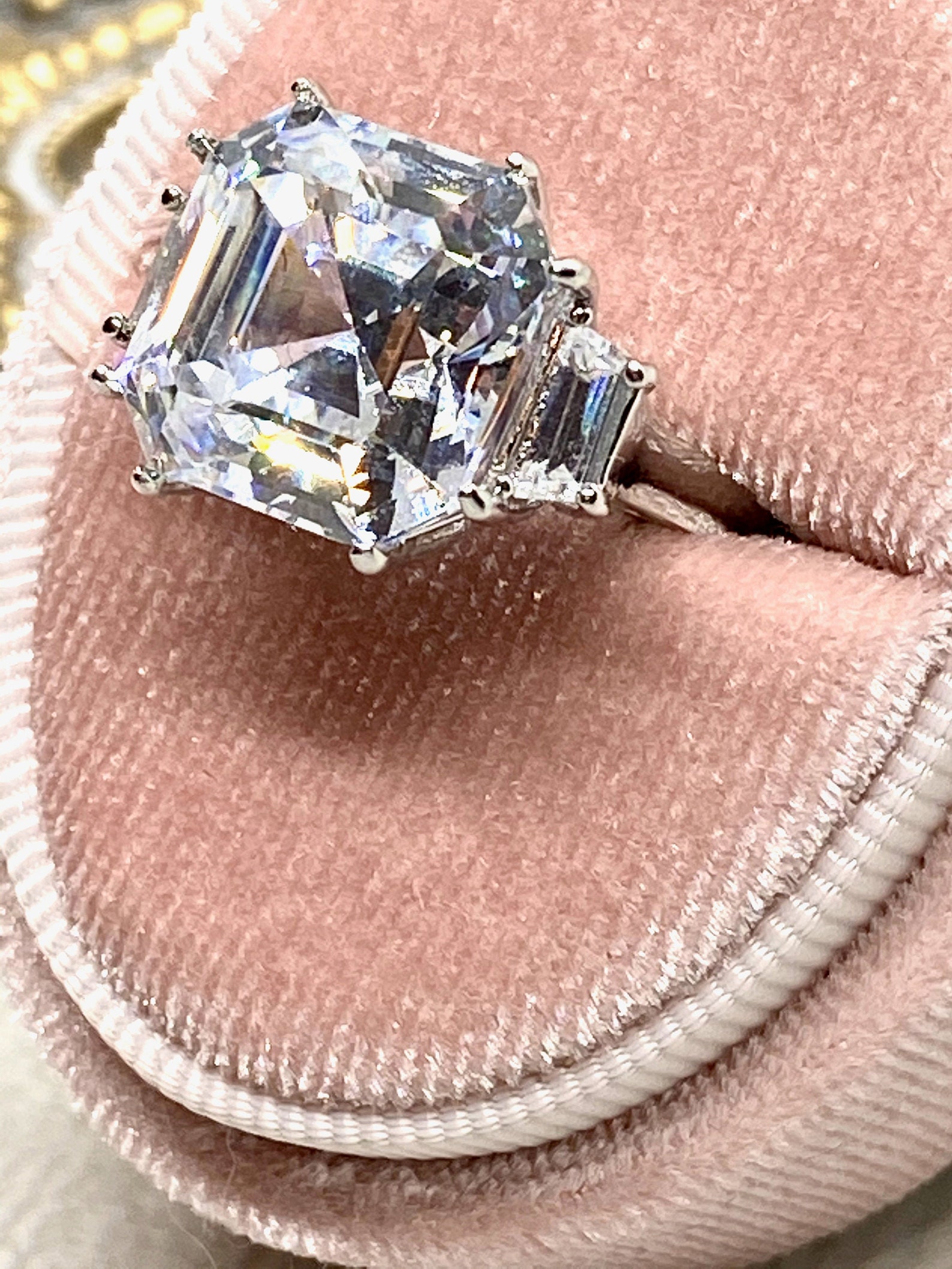 Fancy 5 Carat Asscher Cut Cubic Zirconia Engagement Ring In Etsy
