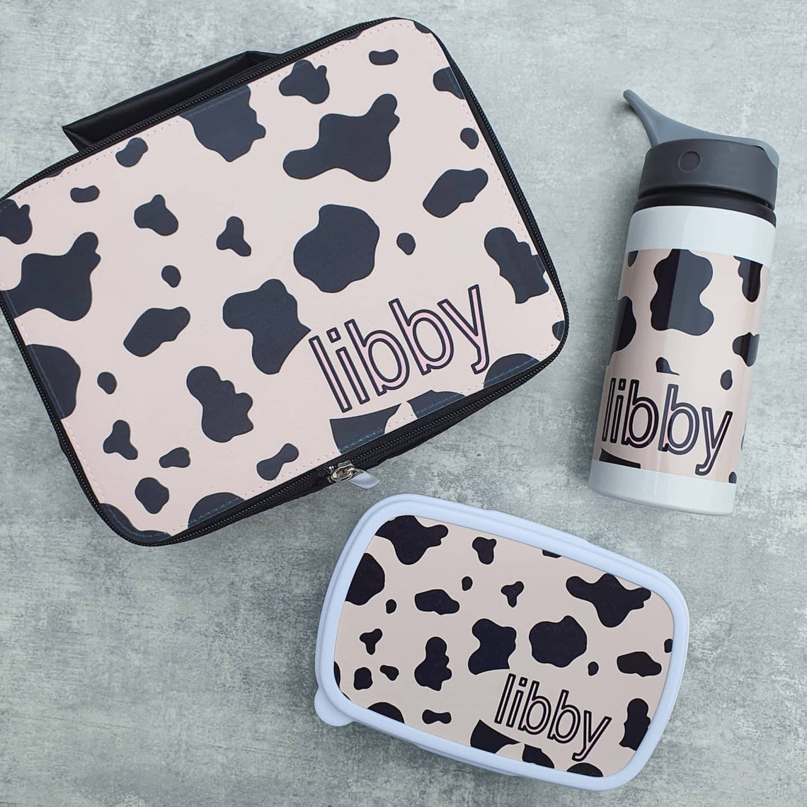 Personalised Cow Print Lunch Box - Cow Print Lunch Bag, Personalised ...