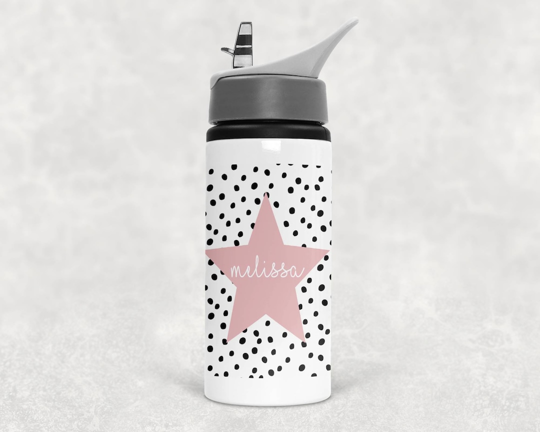 Personalised Star Water Bottle, Star Drinks Bottle, Dalmatian Print ...