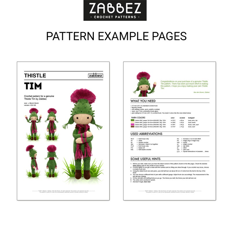 Crochet Pattern Amigurumi Doll "thistle Tim" PDF - Etsy UK