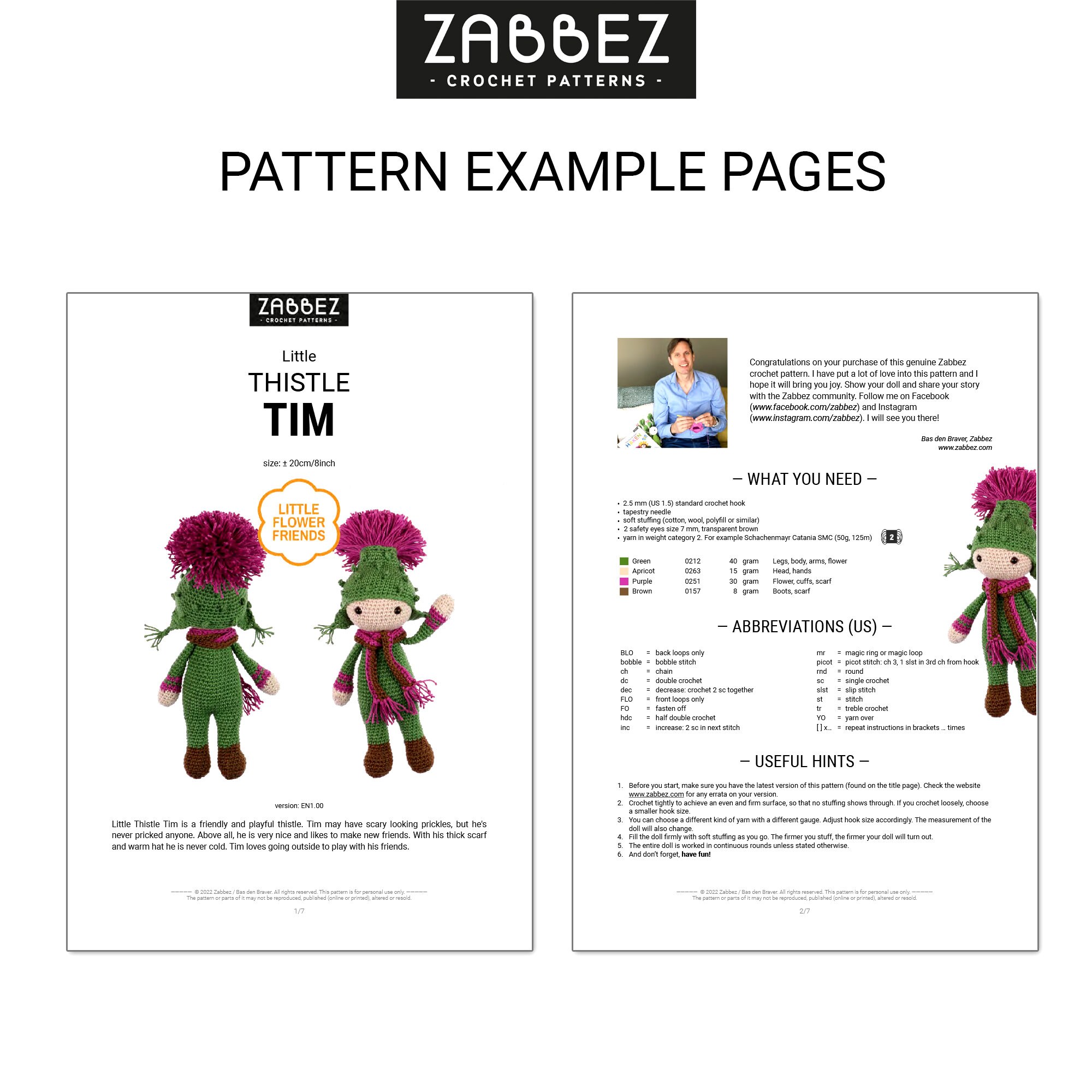 Crochet Pattern PDF: Little Thistle Tim - Etsy