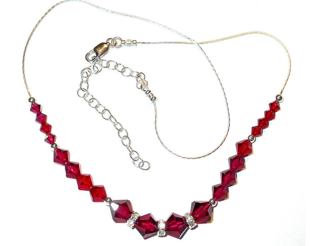 SIAM RED Crystal Necklace Sterling Silver Swarovski Elements ...