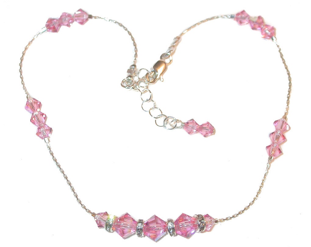 LIGHT ROSE PINK Crystal Anklet Sterling Silver Handcrafted - Etsy