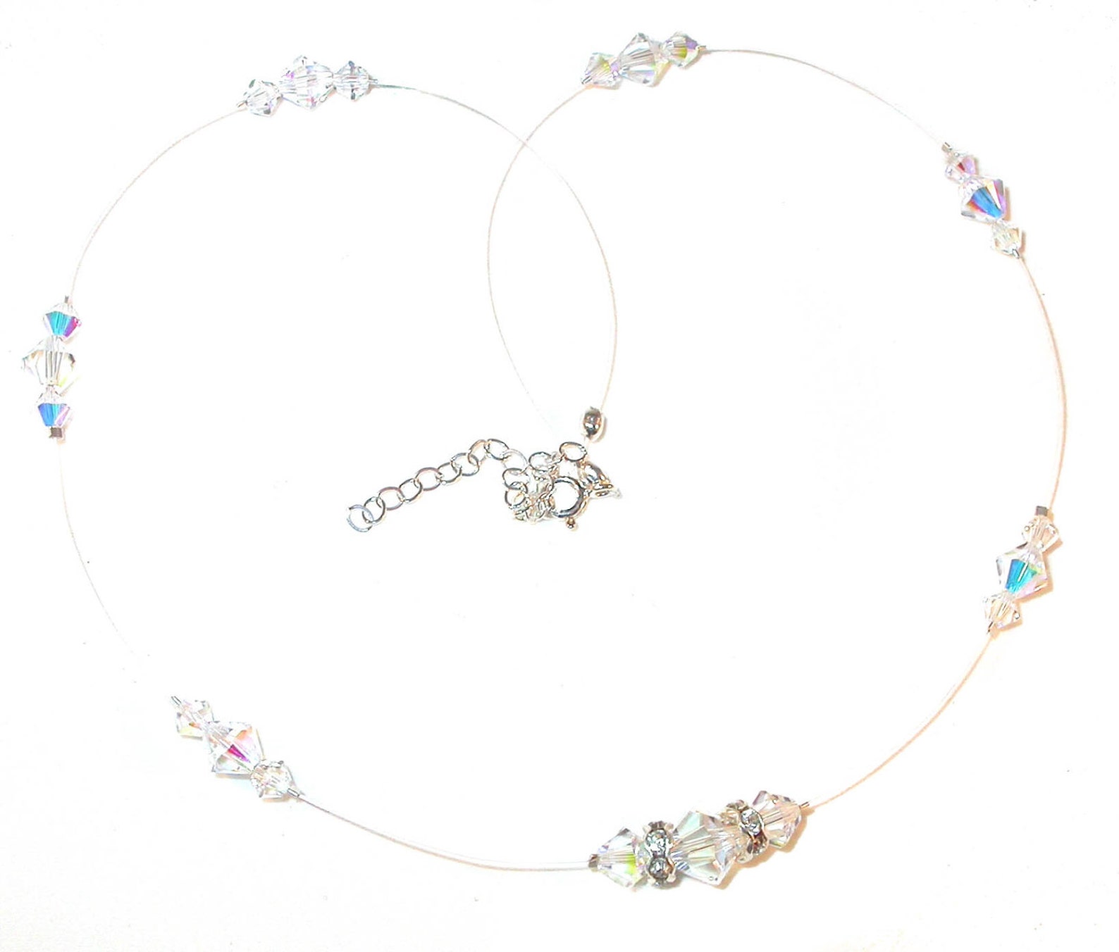 Floating SWAROVSKI Crystal Necklace Bridal Illusion CLEAR AB Crystal ...