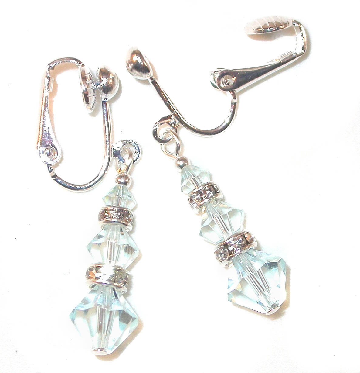 Pale LIGHT AZORE BLUE Crystal Earrings Swarovski Elements - Etsy