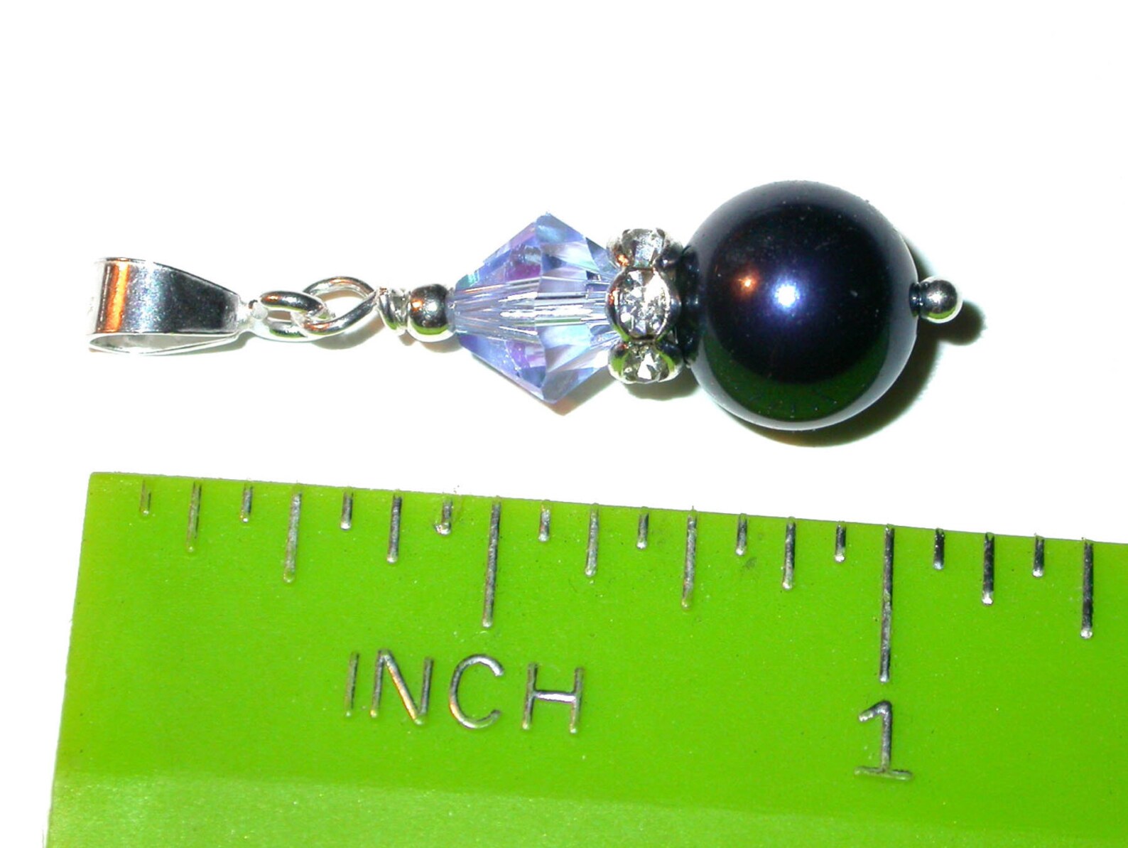 Light Shappire BLUE Crystal & Night Blue NAVY Pearl Pendant - Etsy
