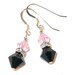 Pale ROSALINE Pink & JET Black Crystal Earrings Sterling Silver Dangle Swarovski Elements - Etsy