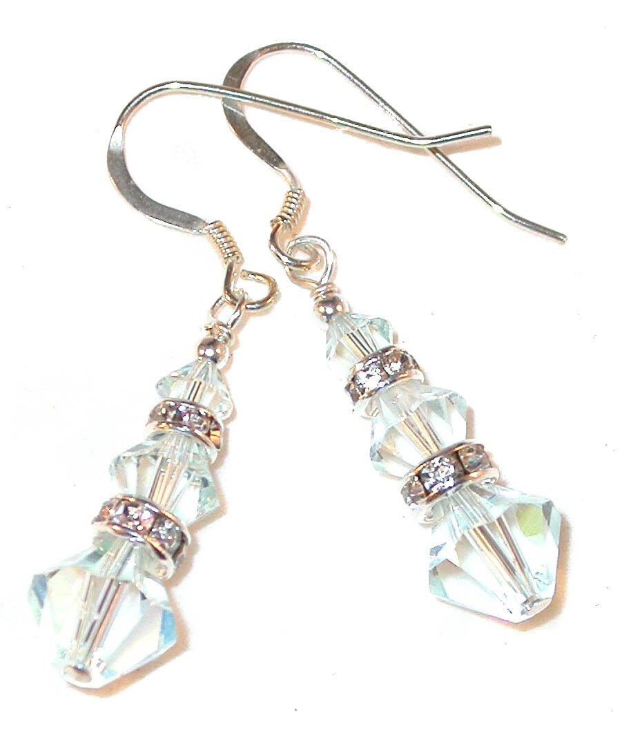 Pale LIGHT AZORE BLUE Crystal Earrings Swarovski Elements - Etsy