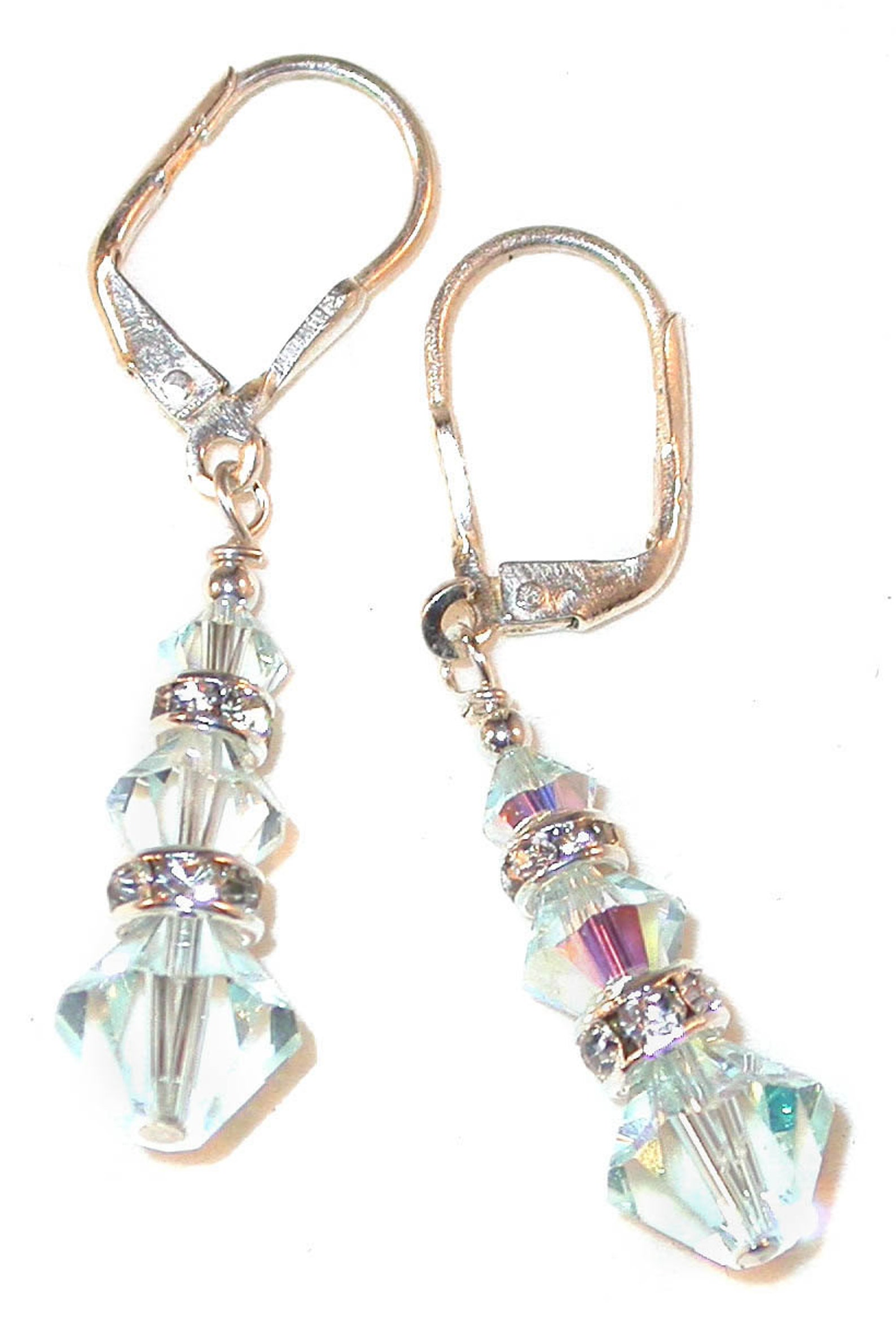 Pale LIGHT AZORE BLUE Crystal Earrings Swarovski Elements - Etsy