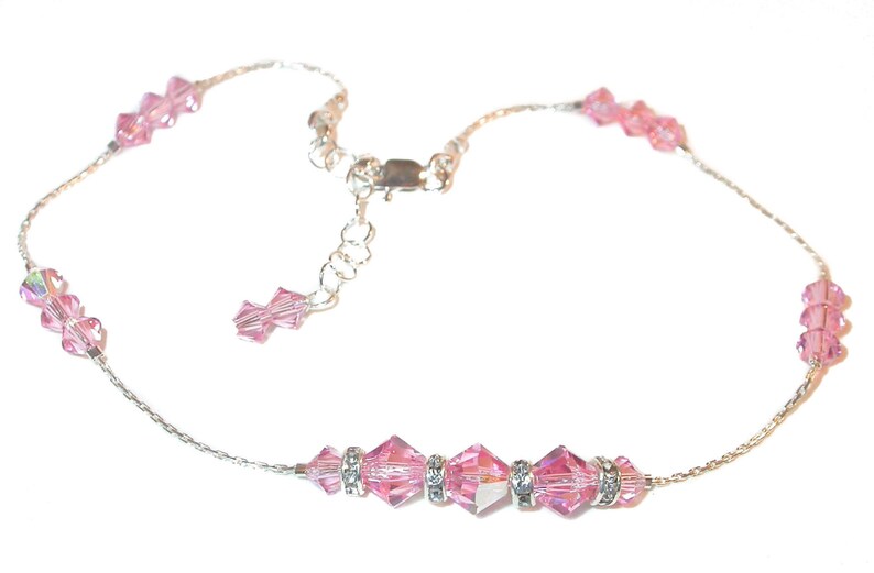 LIGHT ROSE PINK Crystal Anklet Sterling Silver Handcrafted - Etsy
