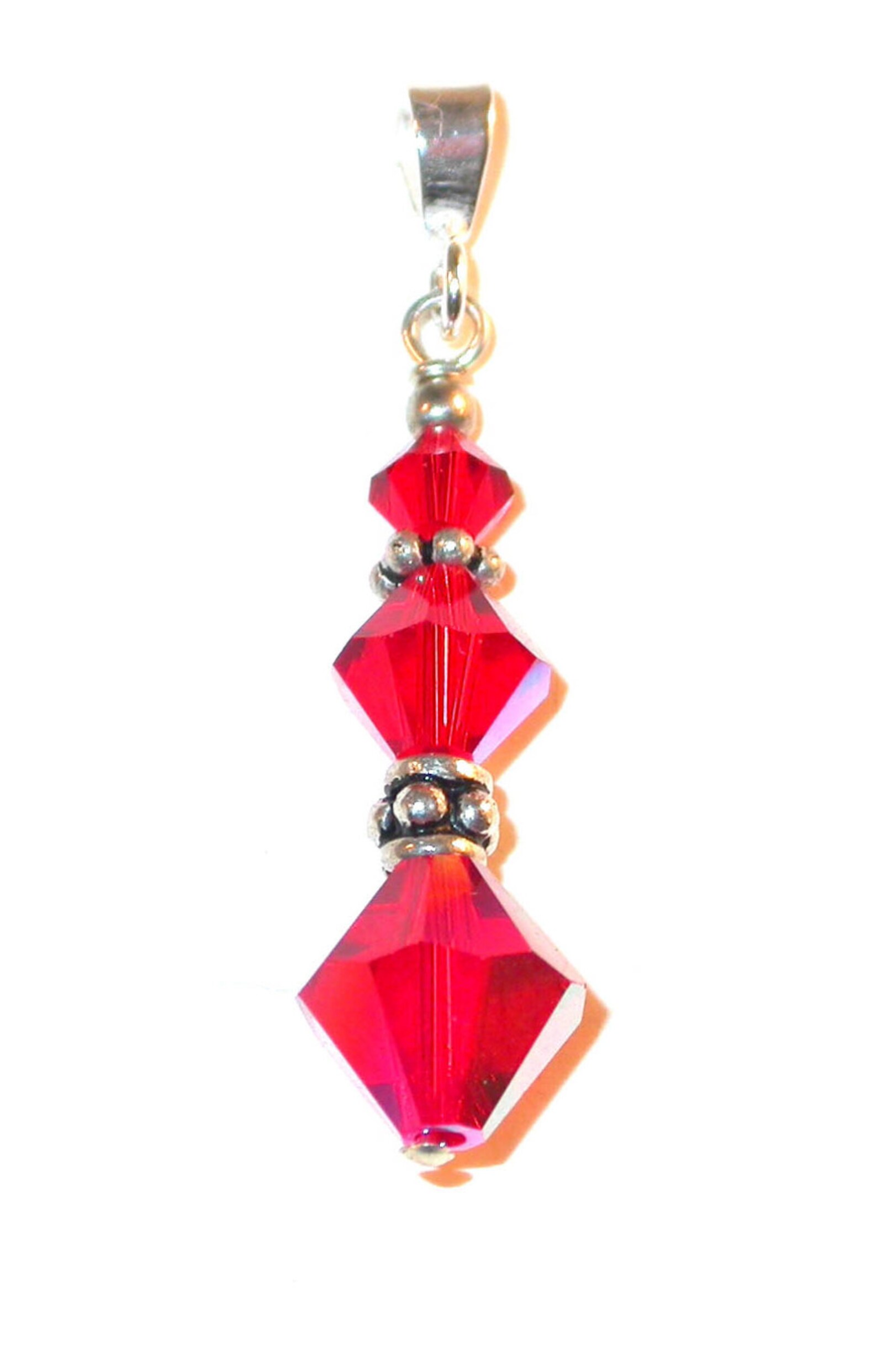 Bright LIGHT SIAM RED Crystal Pendant Dangle Sterling Silver - Etsy
