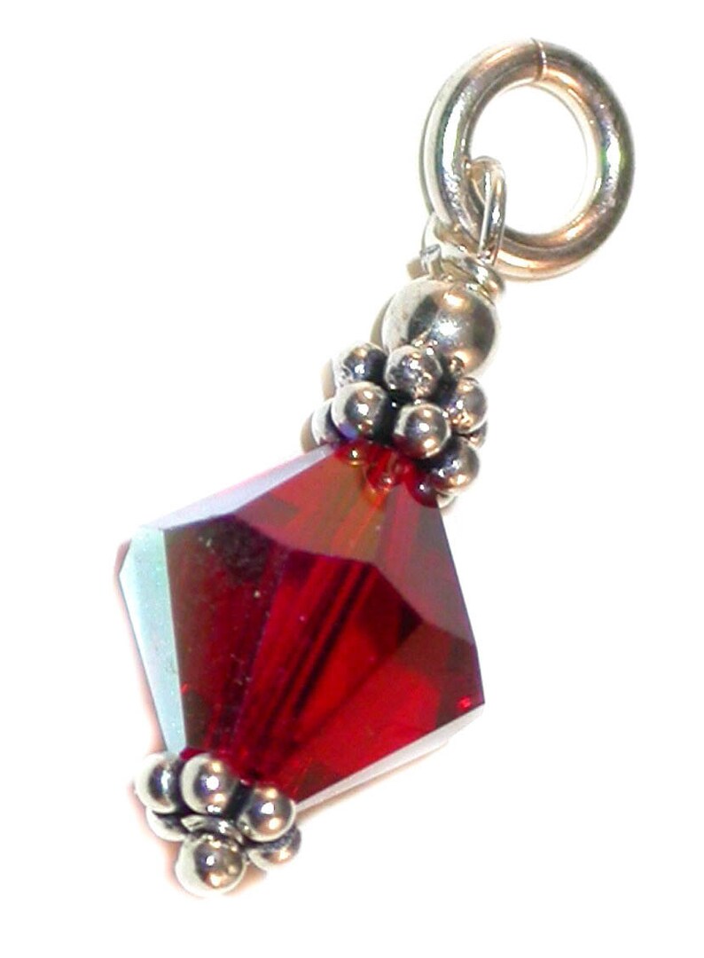 JULY Birthstone Pendant 8mm Crystal Ruby RED SIAM Charm Dangle - Etsy