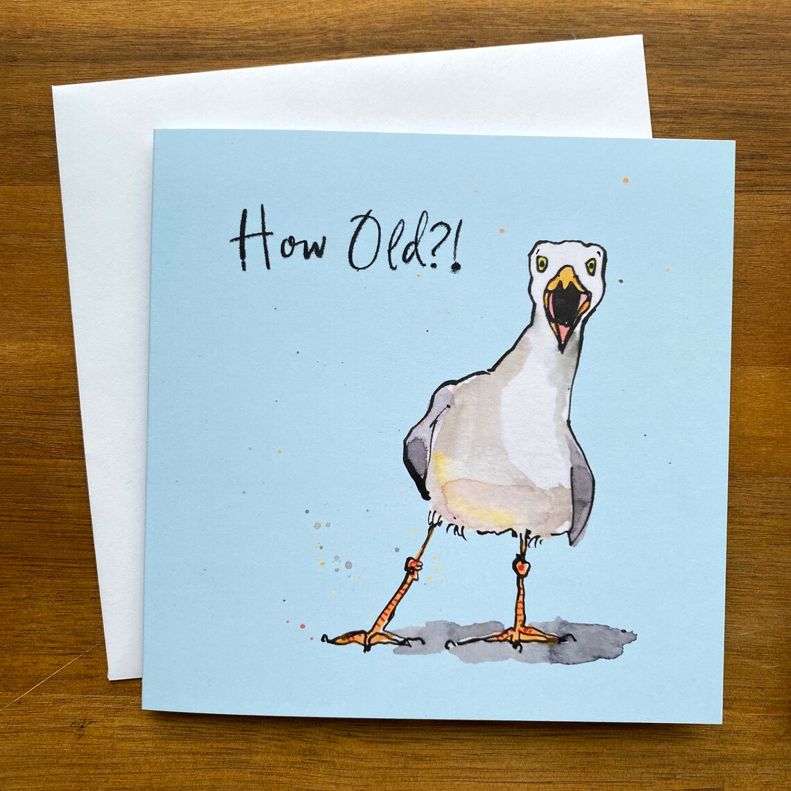 Seagull Birthday Card “how Old?” - From an Original Watercolour ...