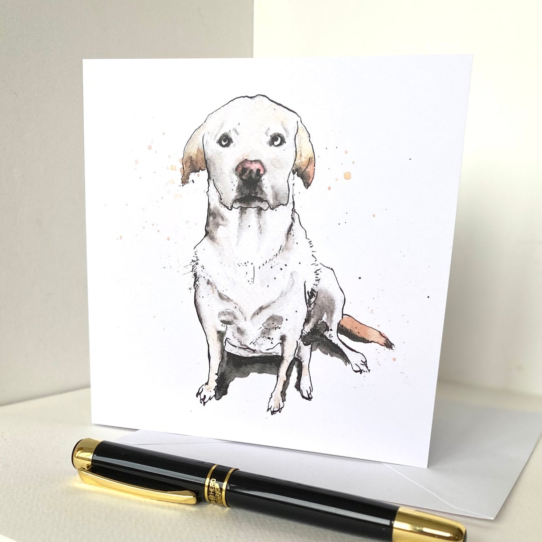 Labrador Art Greetings Card - From Original Ink & Watercolour Painting ...
