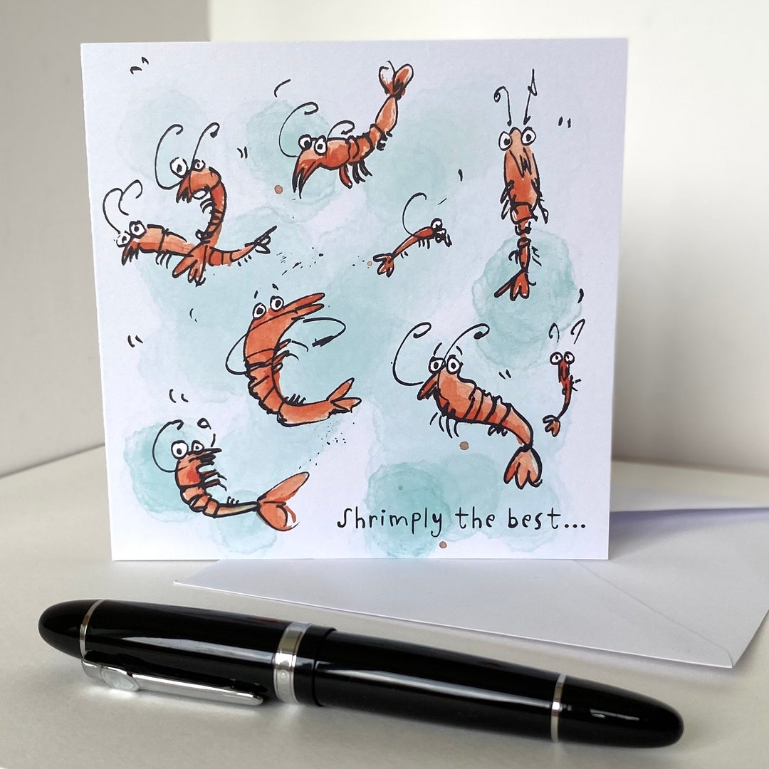 Prawn Card “shrimply the Best” - From an Original Watercolour Painting ...