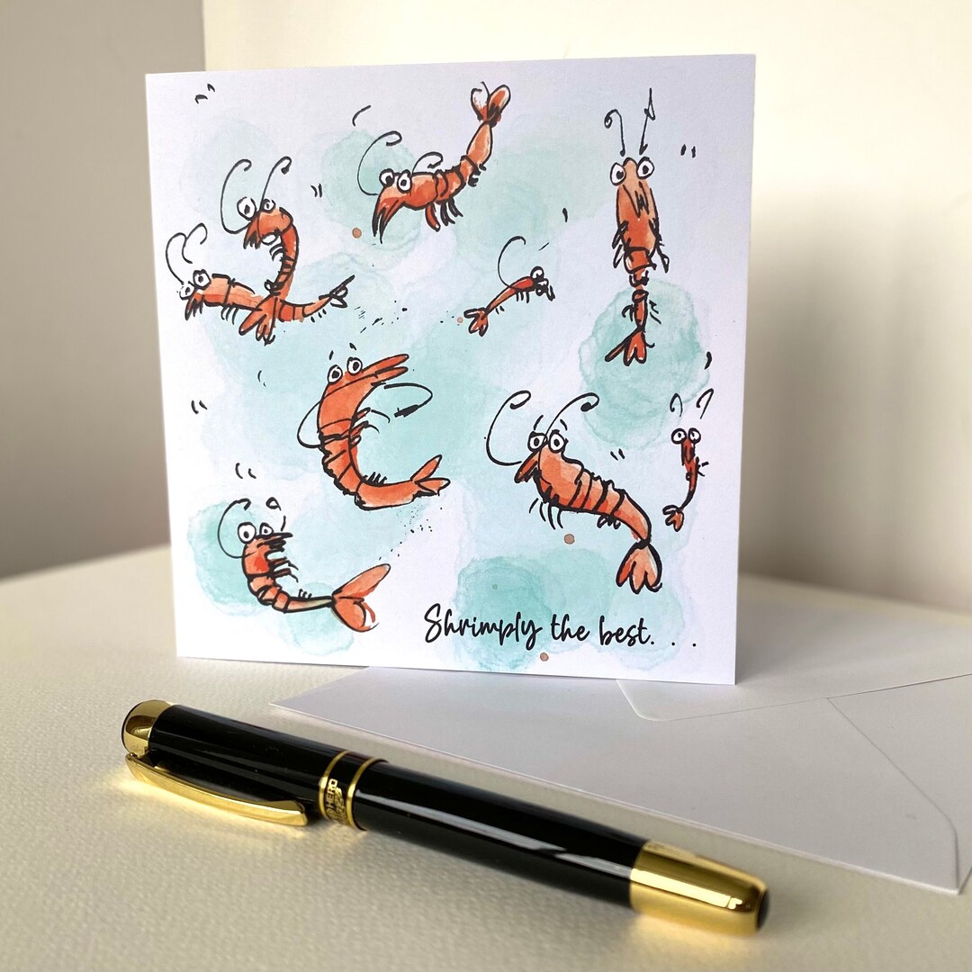 Prawn Card shrimply the Best From an Original Watercolour Painting of a ...