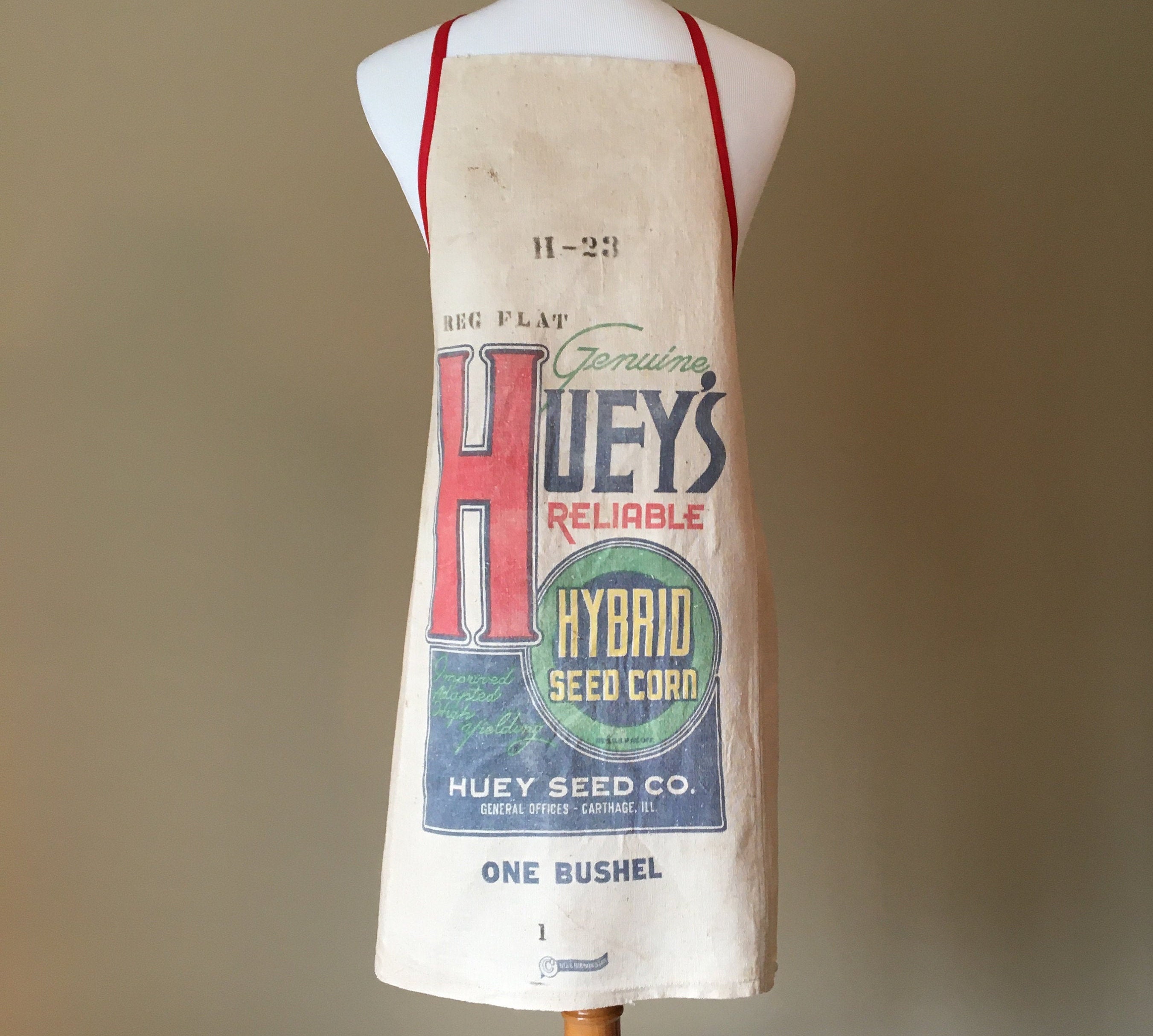 Huey's Seed Corn Sack Apron / Apron From Vintage Seed Sack Size S-XL