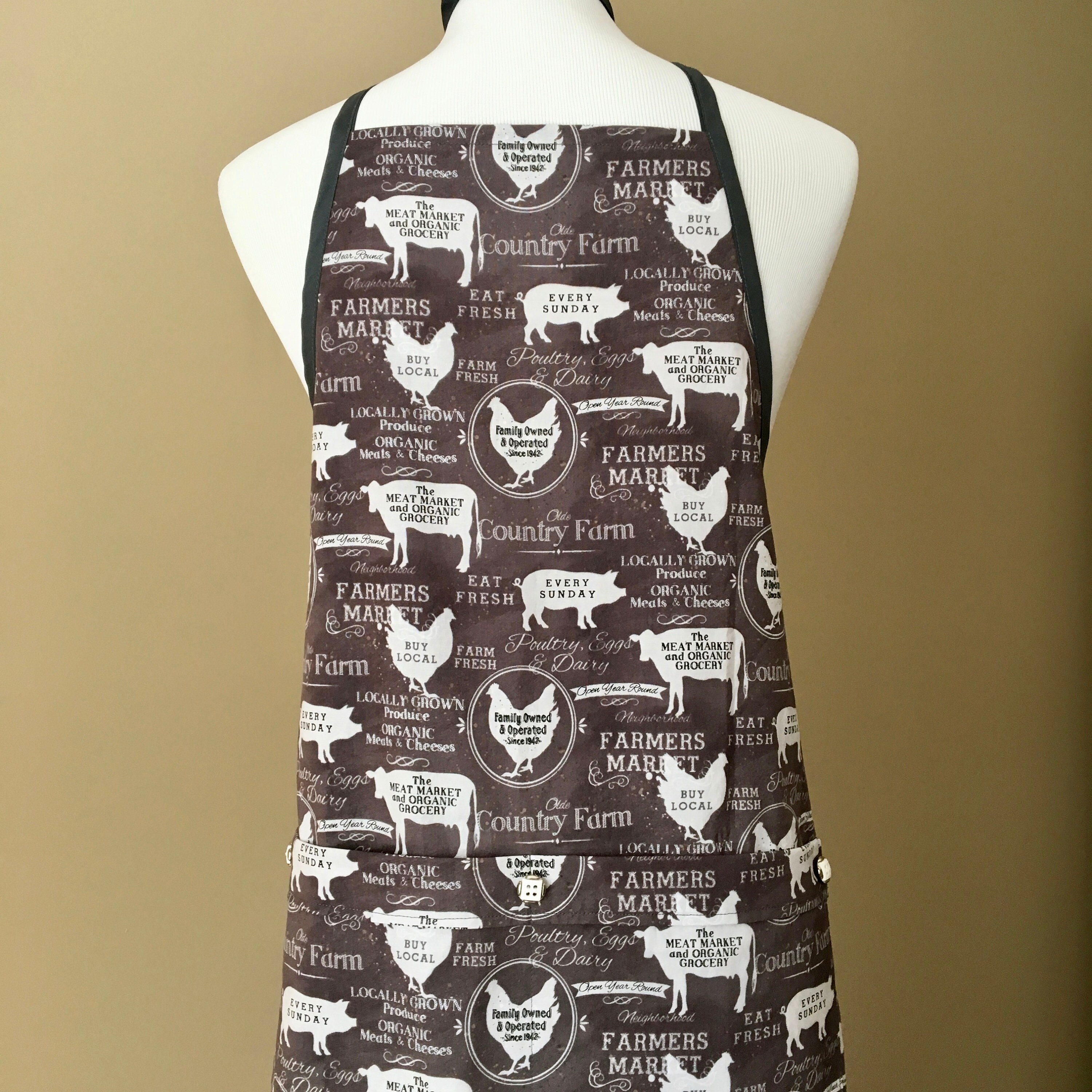 Farmers Market Full-Length Apron in Gray and White / Farm Market Apron ...