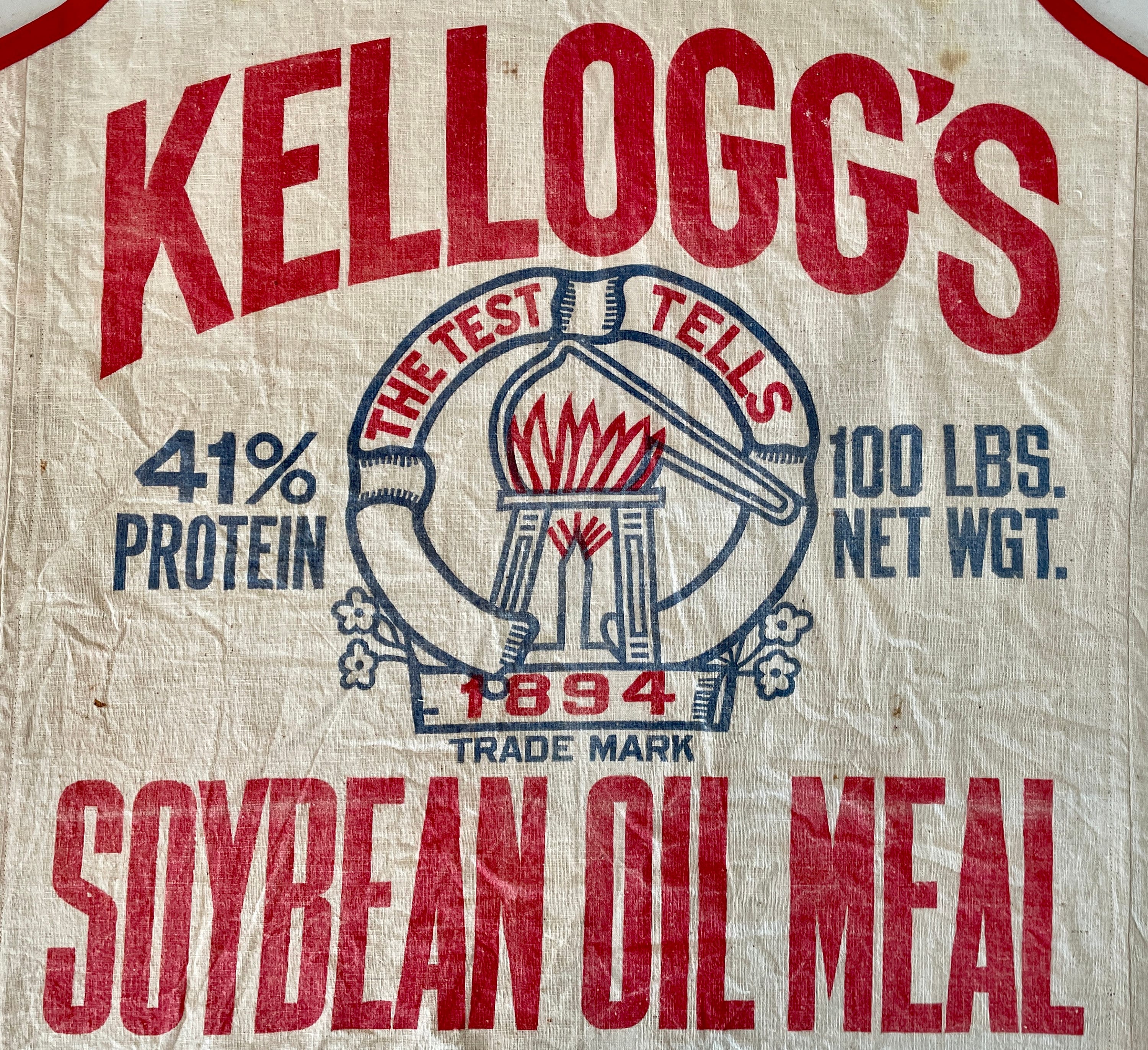 Kellogg's Soybean Oil Meal Sack Apron Fits Sizes L - XL - 1X