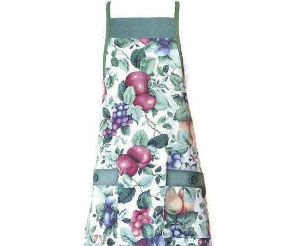 Fruit Print Apron with Green Accents / Aprons for Women