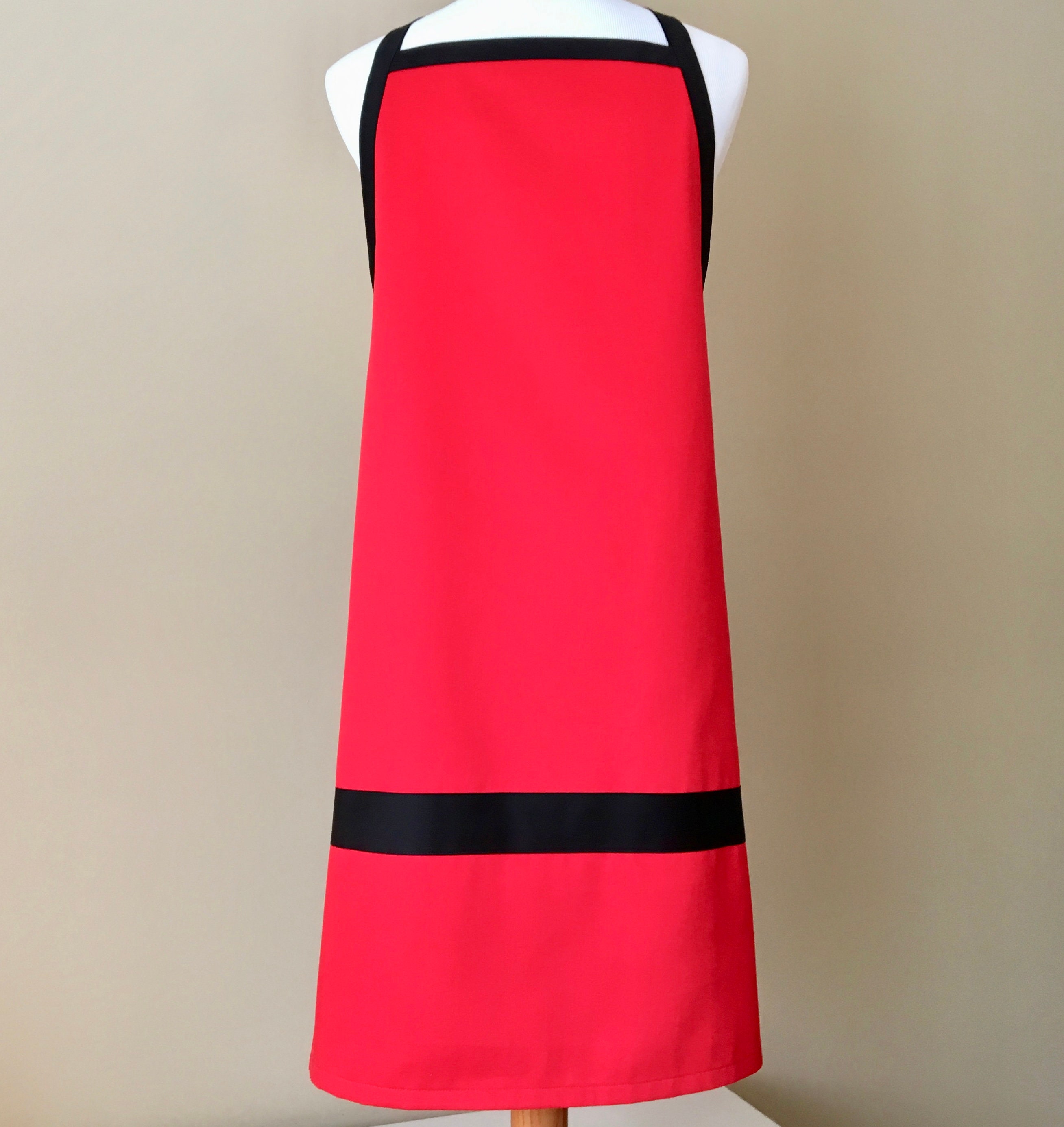 Red Chef's Apron with Black Trim / Butcher's Apron / Men's Apron M to L ...