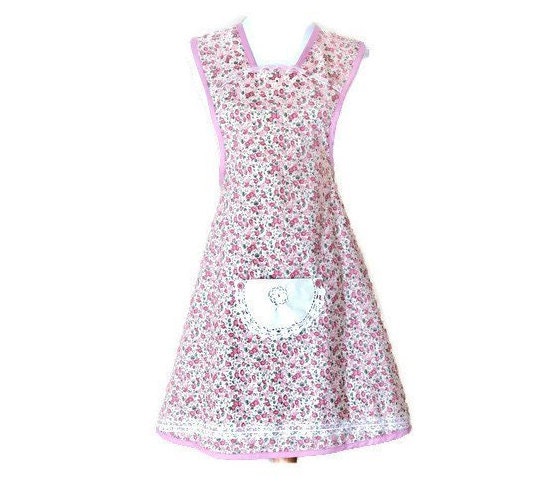 Dusty Pink Floral Old-Fashioned Apron / Apron for Women Size M-L