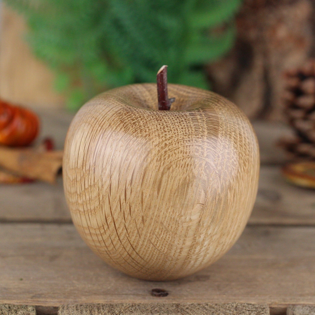 Wooden Apple Made From Oak A, Turned Wooden Fruit Hand Made on a Lathe ...