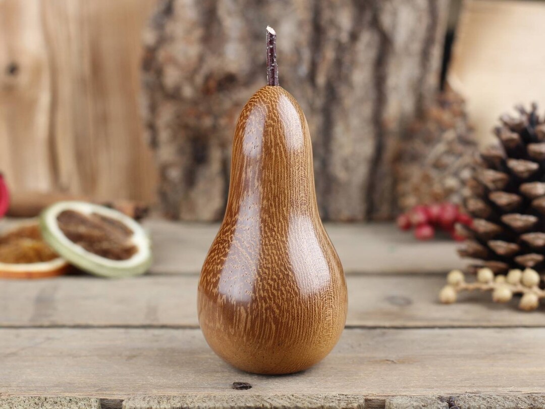 Hand Crafted Wooden Fruit, Ornamental Pear Made From Iroko Wood A - Etsy