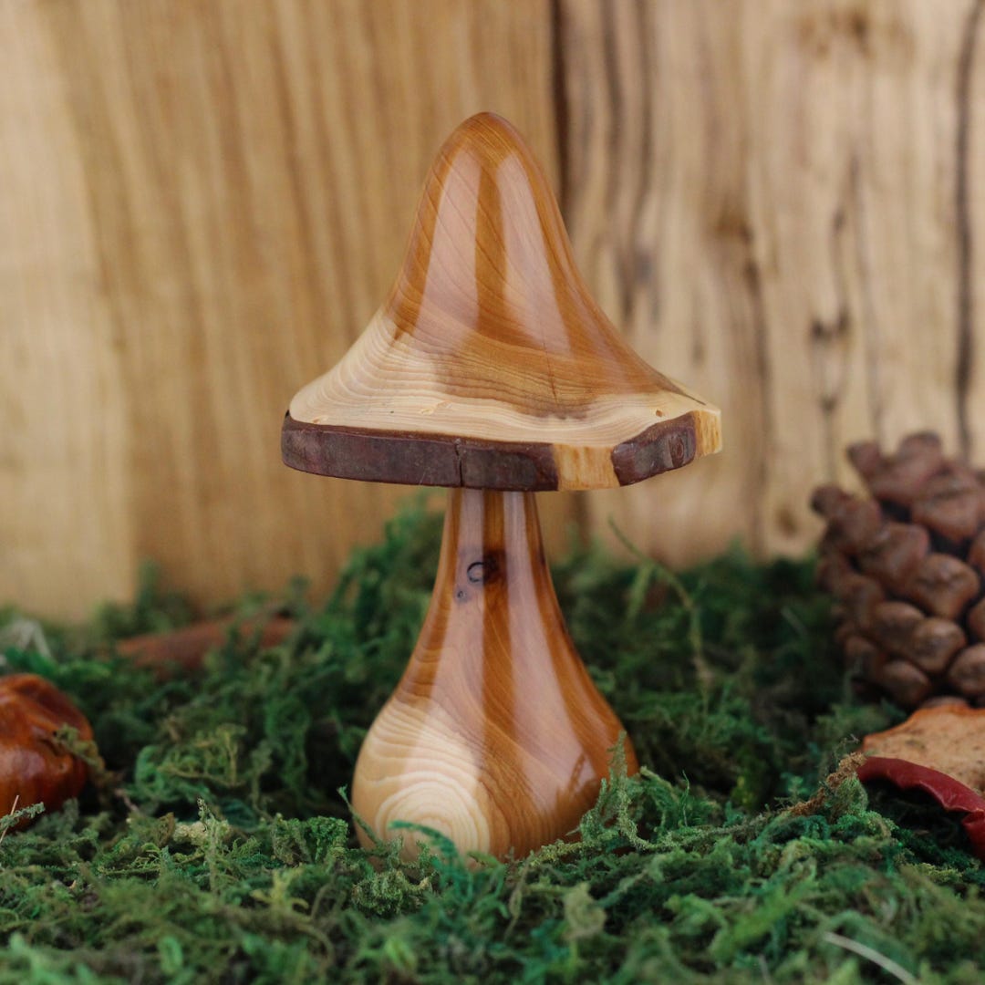 Hand Crafted Turned Mushroom Fungi Made From Yew Wood #67. Ideal Unique ...