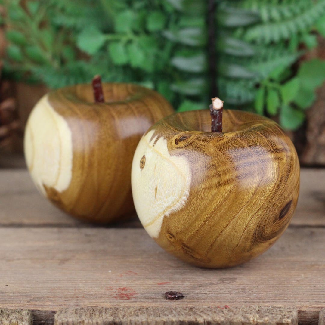 Two Small Wooden Apples Made From Laburnum Wood - Etsy