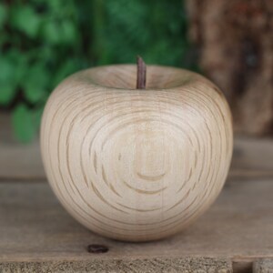 Small Wooden Apple Made From Holm or Holly Oak B, Turned Wooden Fruit ...