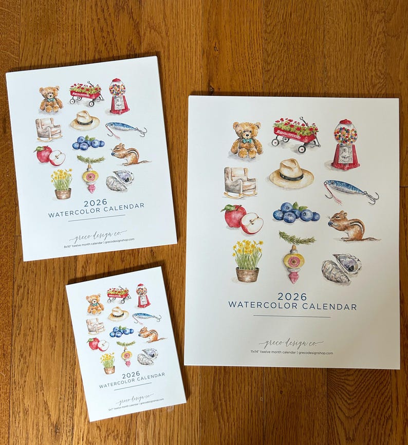 2026 Watercolor Calendar - 11x14" - Etsy