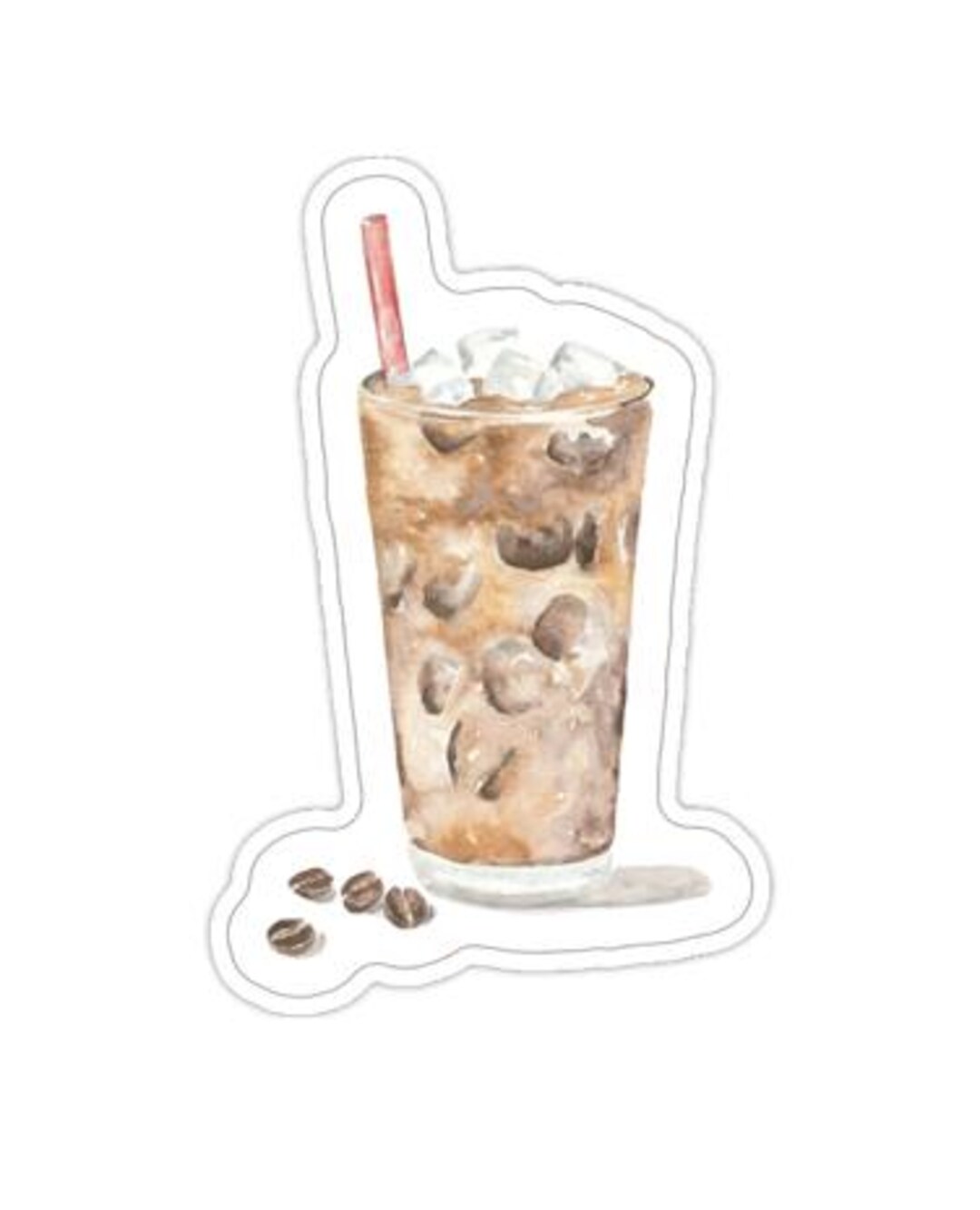 Iced Coffee Vinyl Sticker, Watercolor Art, Water-resistant - Etsy