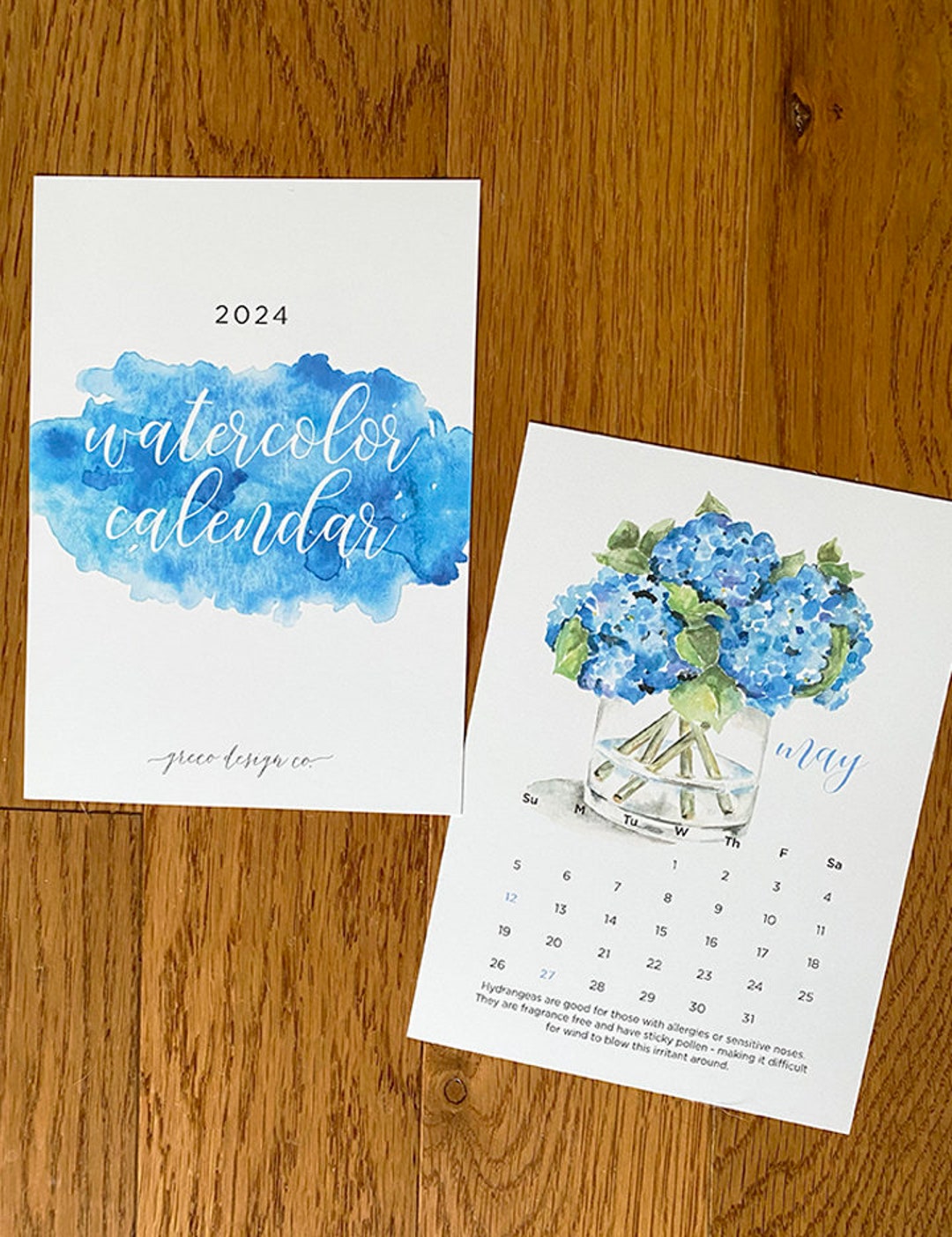 2024 Watercolor Calendar 11x14 - Etsy